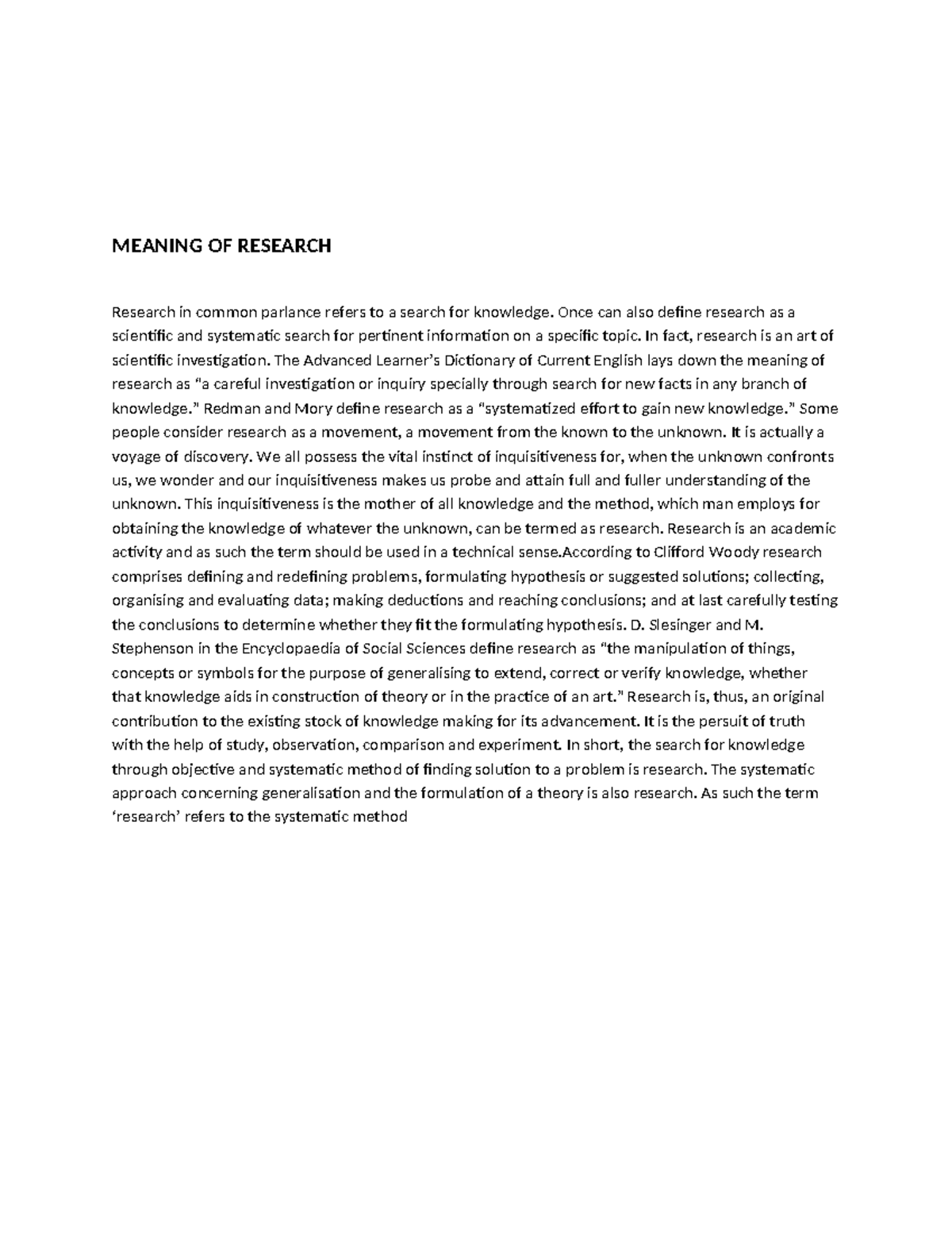 Meaning OF Research - MEANING OF RESEARCH Research in common parlance ...