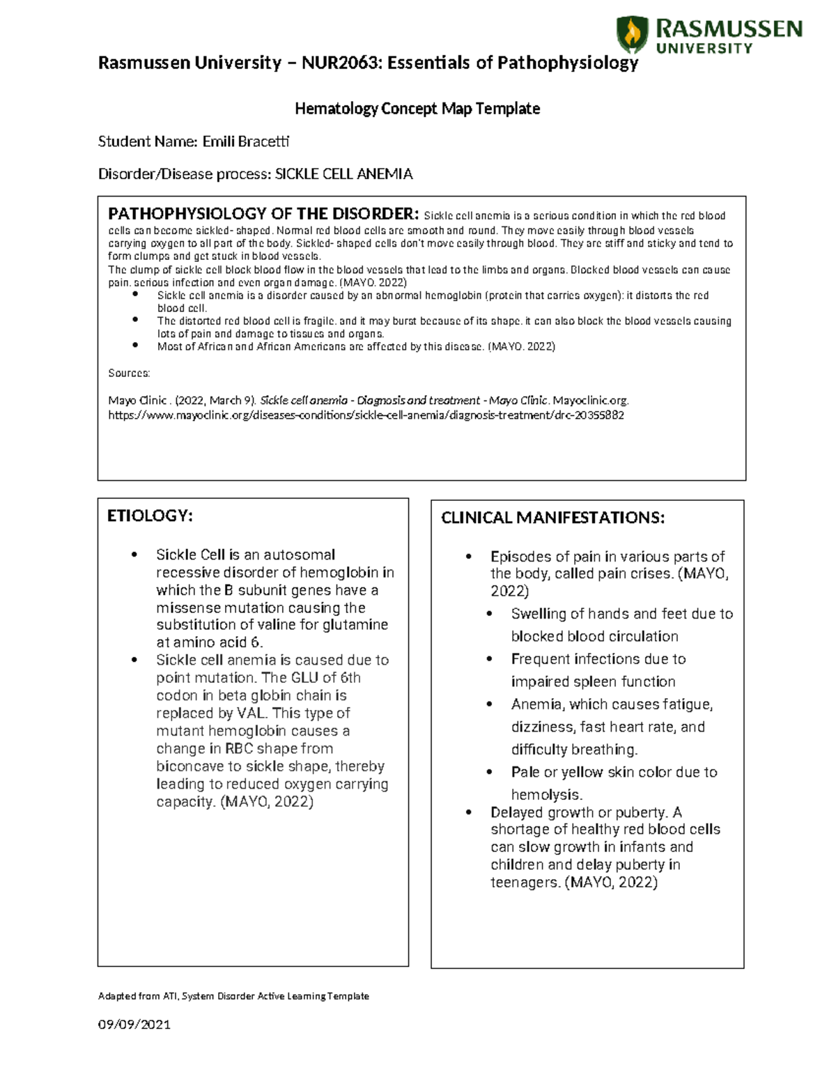 MOD9 Pathoassignment - Rasmussen University – NUR2063: Essentials of ...