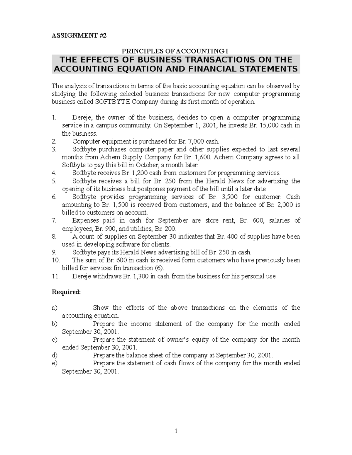 Assignment II Individual assignment I want to see any examples and ...