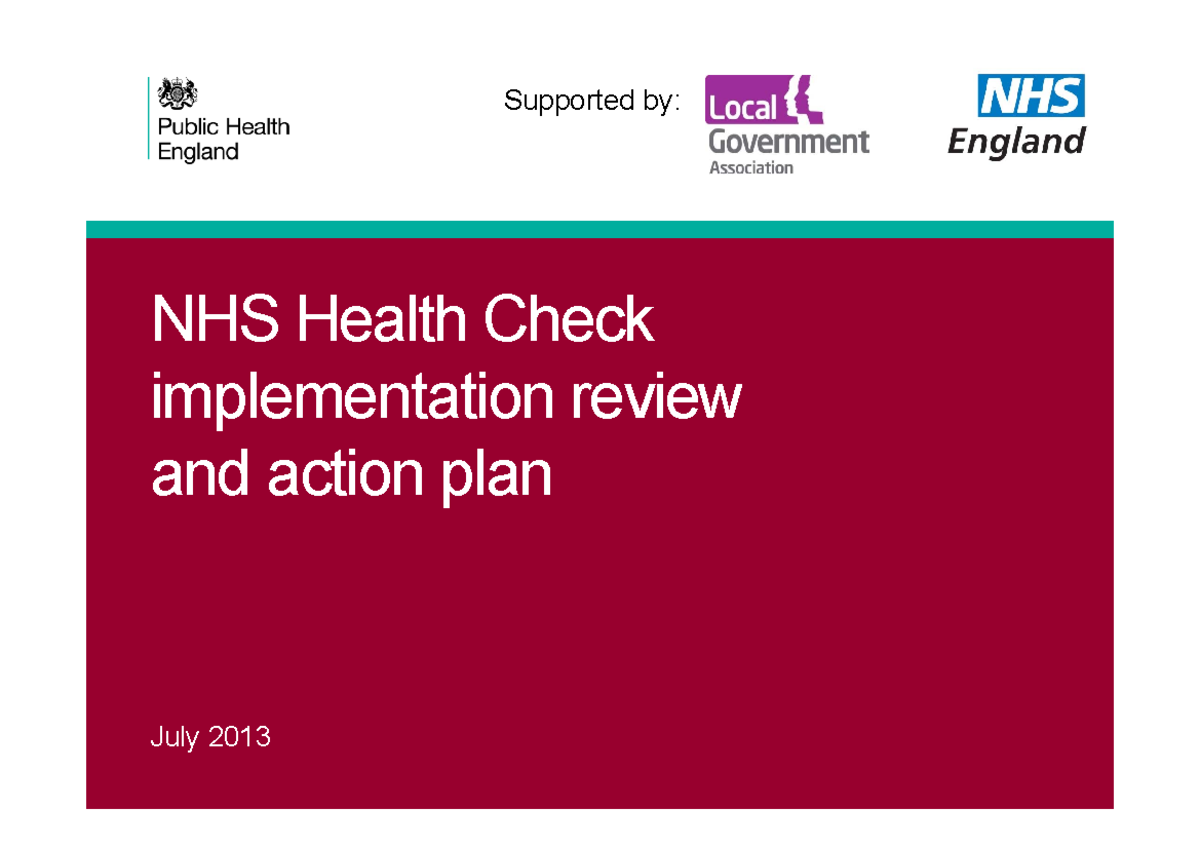 NHS Health Check implementation review and action plan - Supported by ...