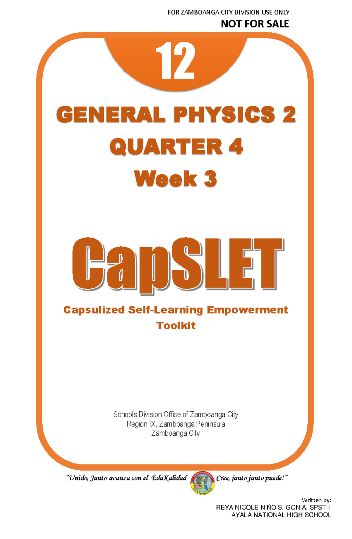 S.PHYS2.Q4 - Physics reviewer - Written by: REYA NICOLE NIÑO S. GONIA ...