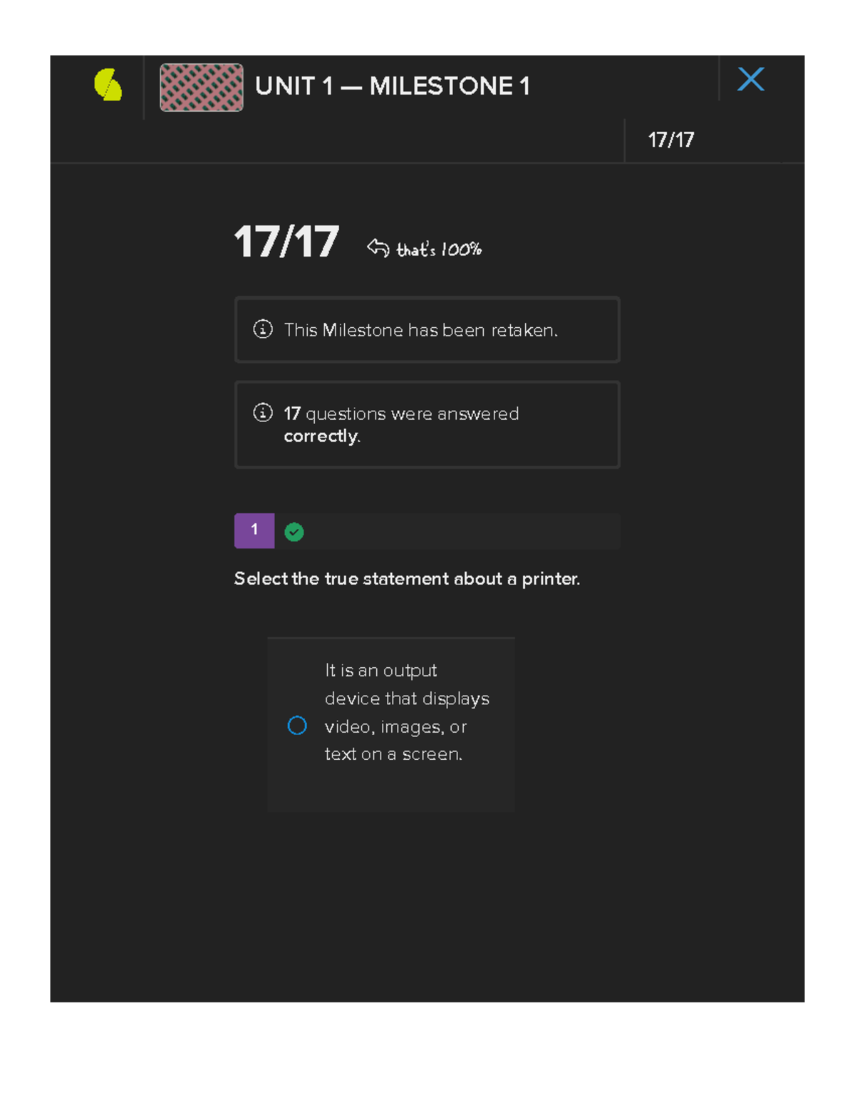 Sophia Introduction to Information Technology Unit 1 Milestone 1 - 1 17 / 17 that's 100% This ...