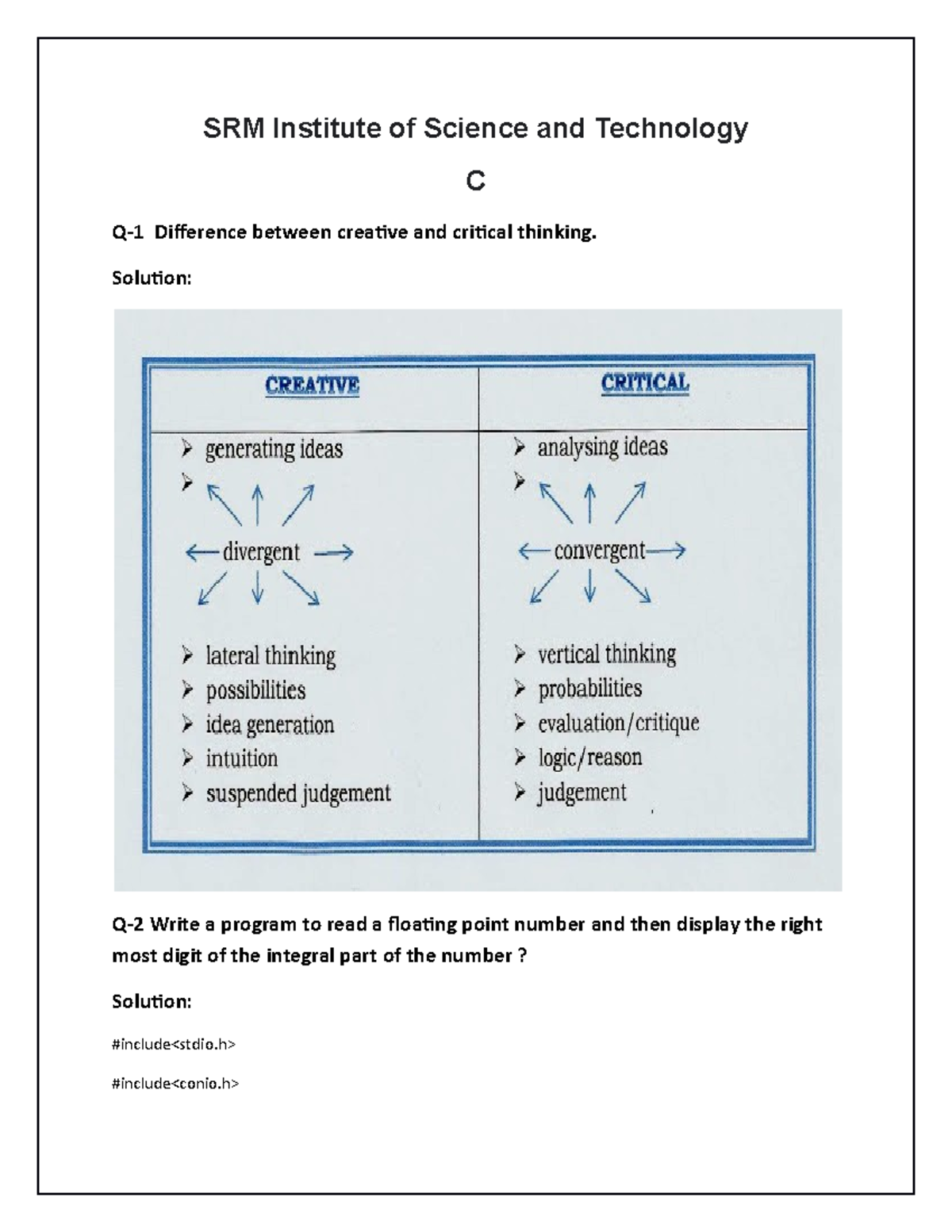 Model Paper - Lecture notes 1 - SRM Institute of Science and Technology ...