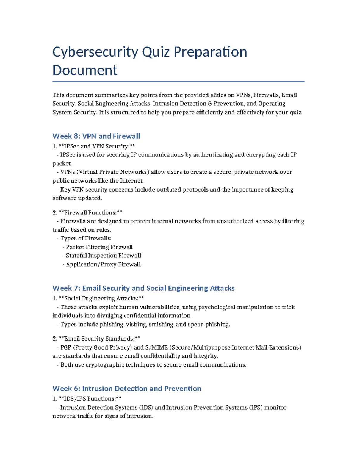 Cybersecurity Quiz 2 Preparation - Cybersecurity Quiz Preparation ...