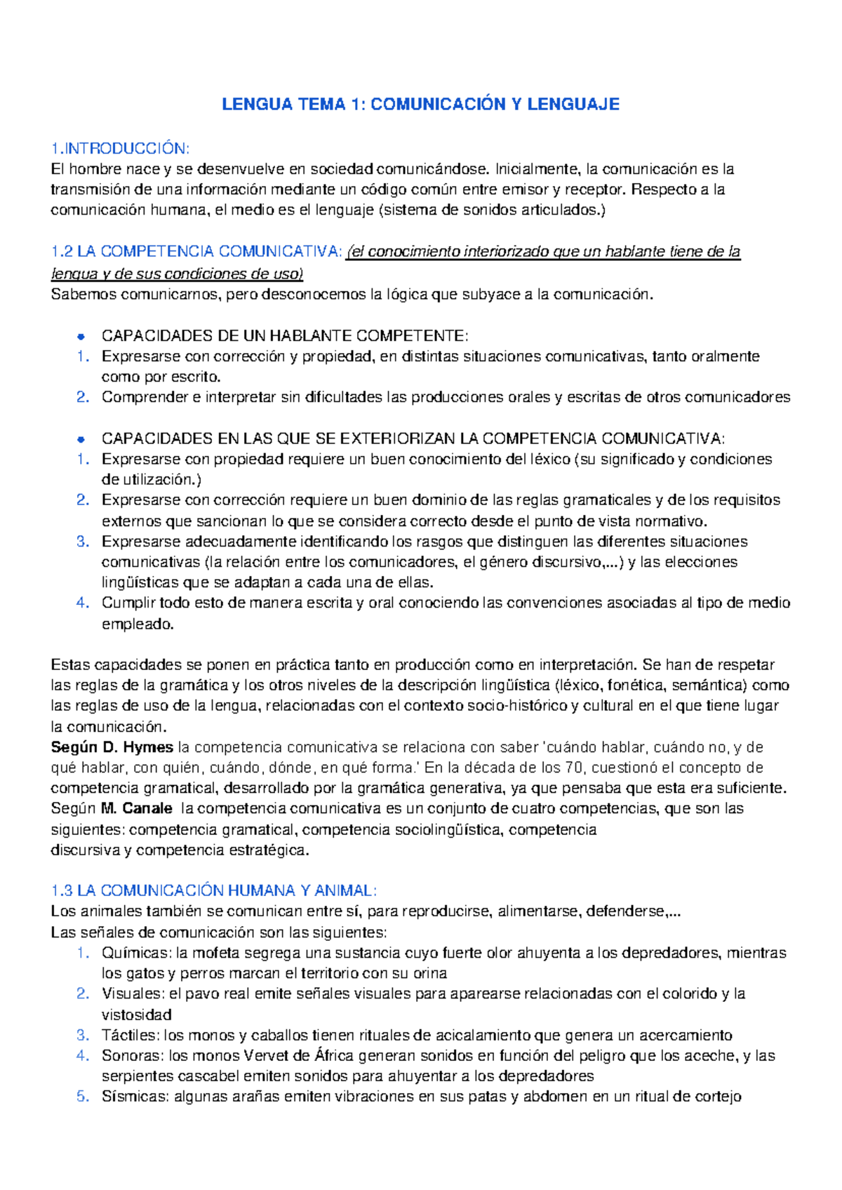 Lengua TEMA 1 Comunicación Y Lenguaje - LENGUA TEMA 1: COMUNICACIÓN Y ...