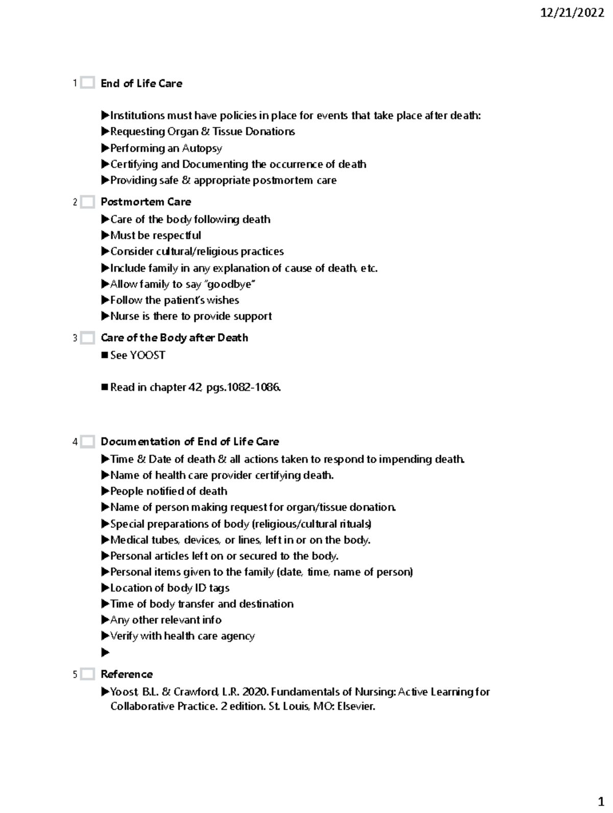 End of Life Care - 12/21/ 1 End of Life Care Institutions must have policies in place for events ...