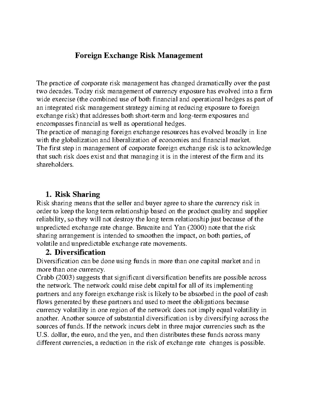 Foreign Exchange Risk Management - Today risk management of currency ...
