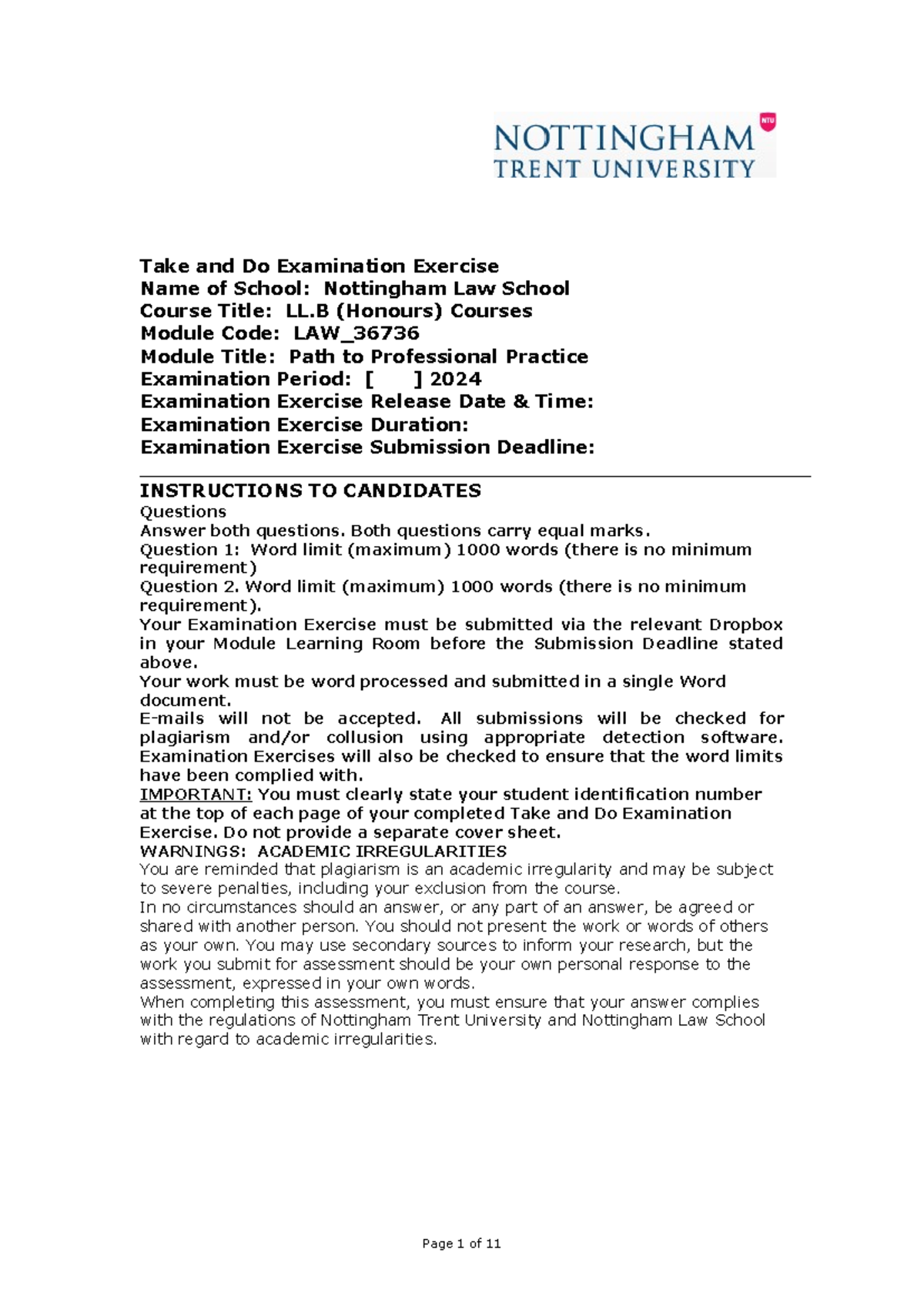 2023-24 Sample paper 2 - Take and Do Examination Exercise Name of ...