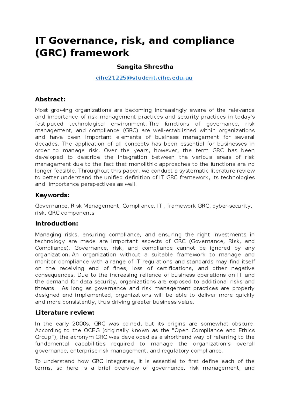 Updated IT GRC - Needed - IT Governance, risk, and compliance (GRC ...