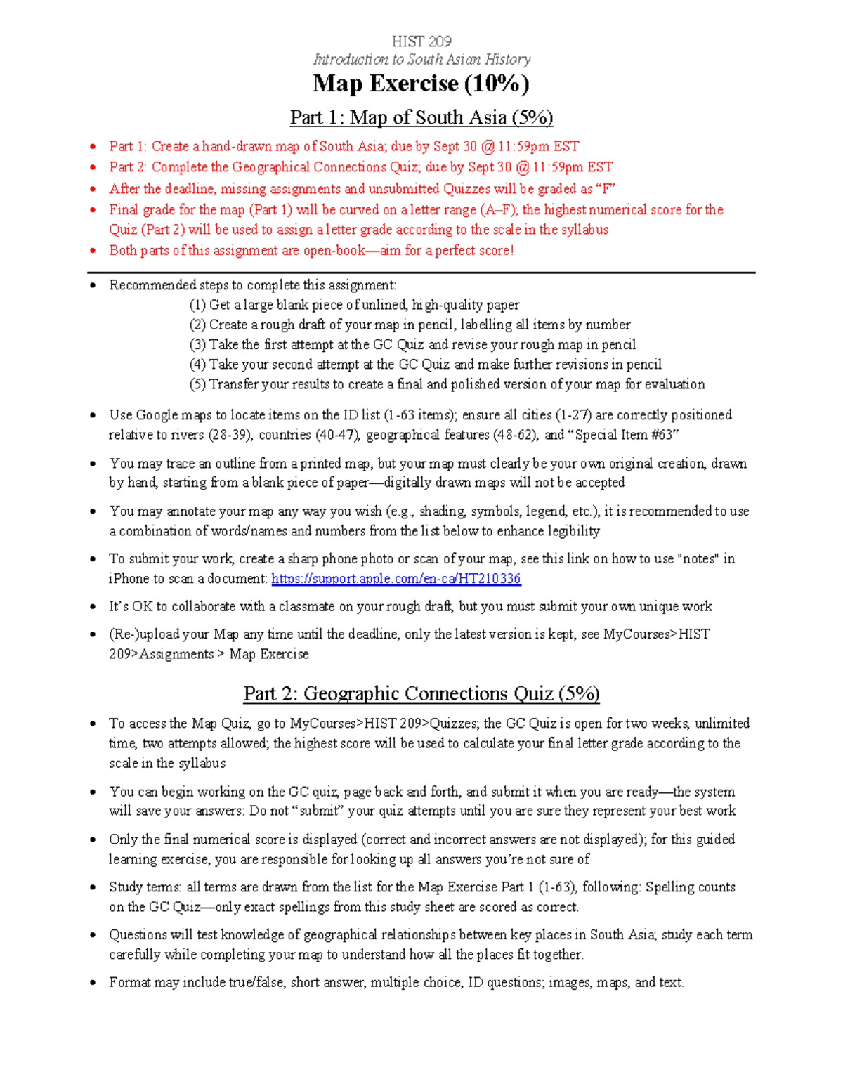 HIST 209 Map Exercise - HIST 209 Introduction to South Asian History Map Exercise (10%) Part 1 ...