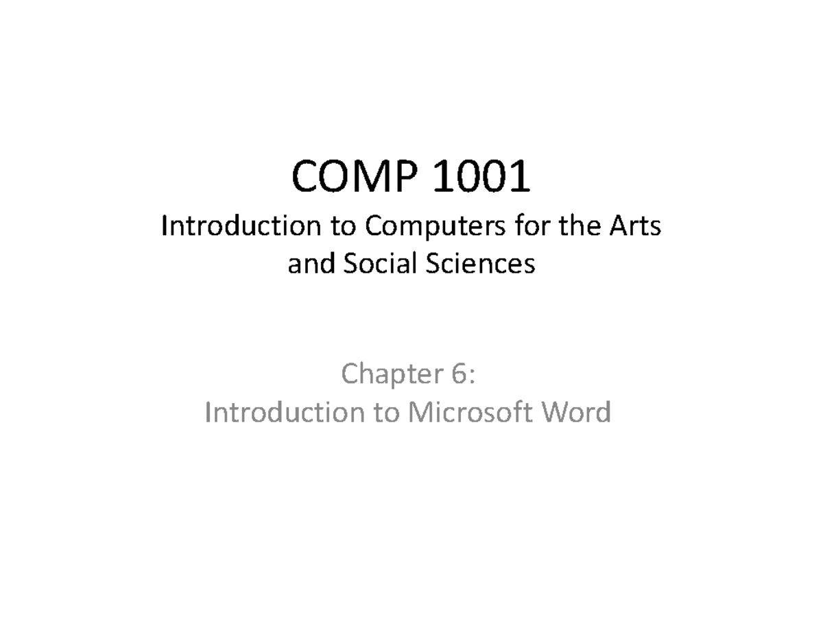 Tutorial work - Word advanced - COMP 1001 Introduction to Computers for ...