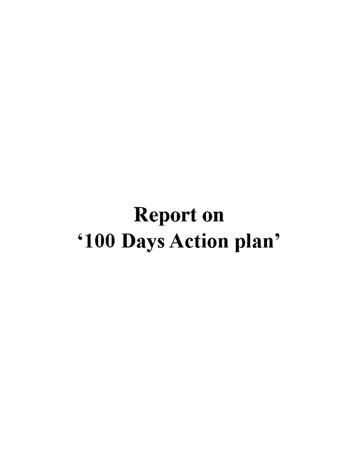 Report on 100 Days Action Plan- Ministry Wise - Introduction to ...