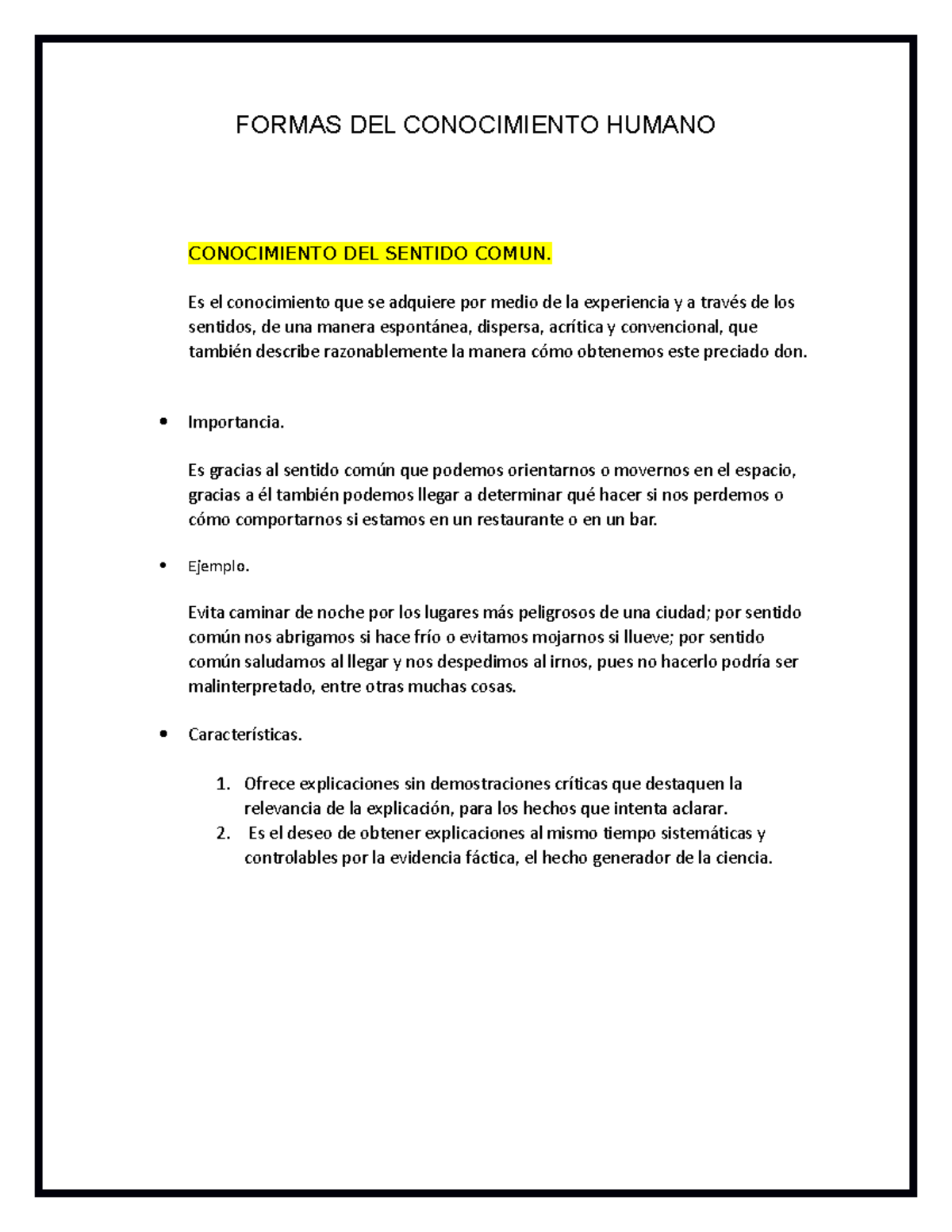 Formas DEL Conocimiento Humanoora - FORMAS DEL CONOCIMIENTO HUMANO ...