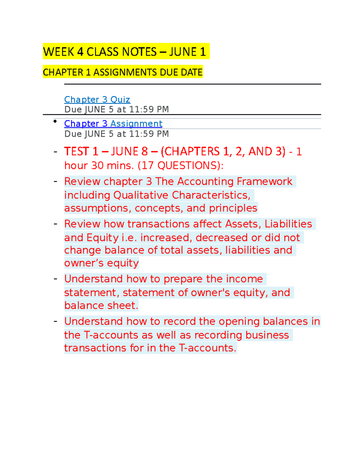 Tes 1 practice questions - WEEK 4 CLASS NOTES – JUNE 1 CHAPTER 1 ...
