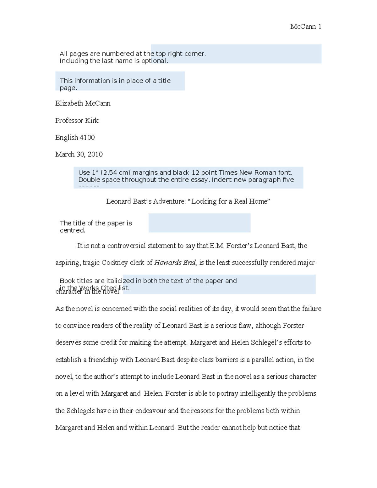 Sample MLA paper 2022 8th ed - Elizabeth McCann Professor Kirk English ...