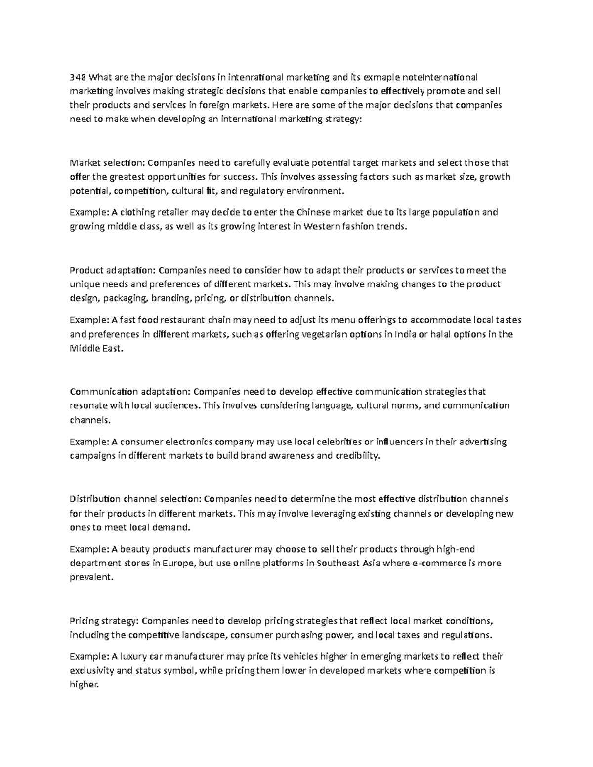 348 What are the major decisions in international marketing and its ...