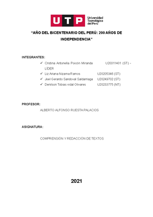 Examen final Redaccion detextos II - COMPRENSIÓN Y REDACCIÓN DE TEXTOS II - 100000G07T Examen ...