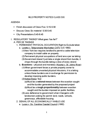 Week 2 Notes - MLS PROPERTY CLASS TWO NOTES I. GIFTS OF PERSONAL ...