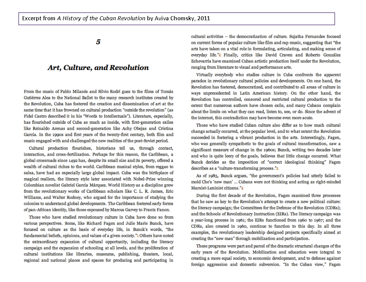 Art Culture Revolution Chomsky - NUT 217 - Excerpt from A History of ...