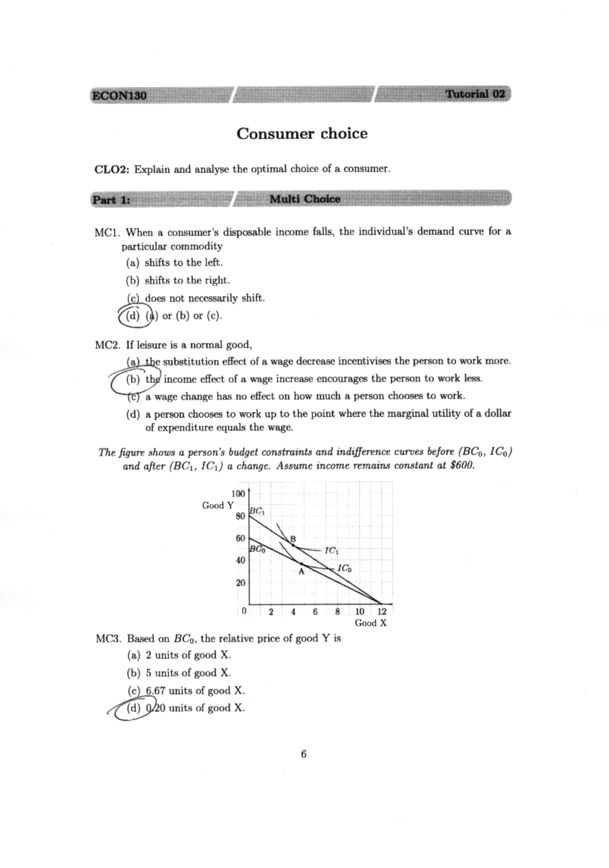Econ 130 Tut 2-Full Answers - Microeconomic Principles - Studocu