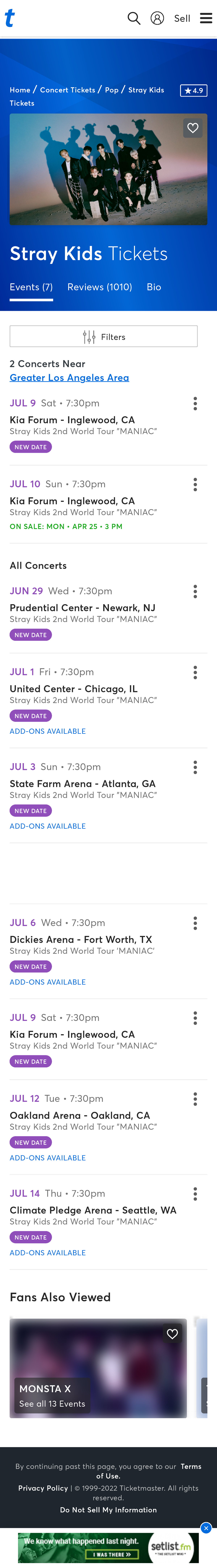 Stray Kids Tickets, 2022 Concert Tour Dates Ticketmaster - Filters 2 ...