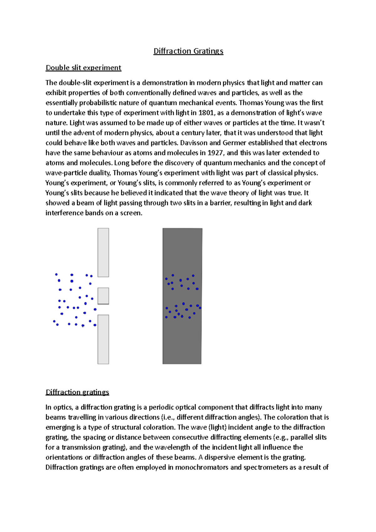 Diffraction Grating work - Diffraction Gratings Double slit experiment ...