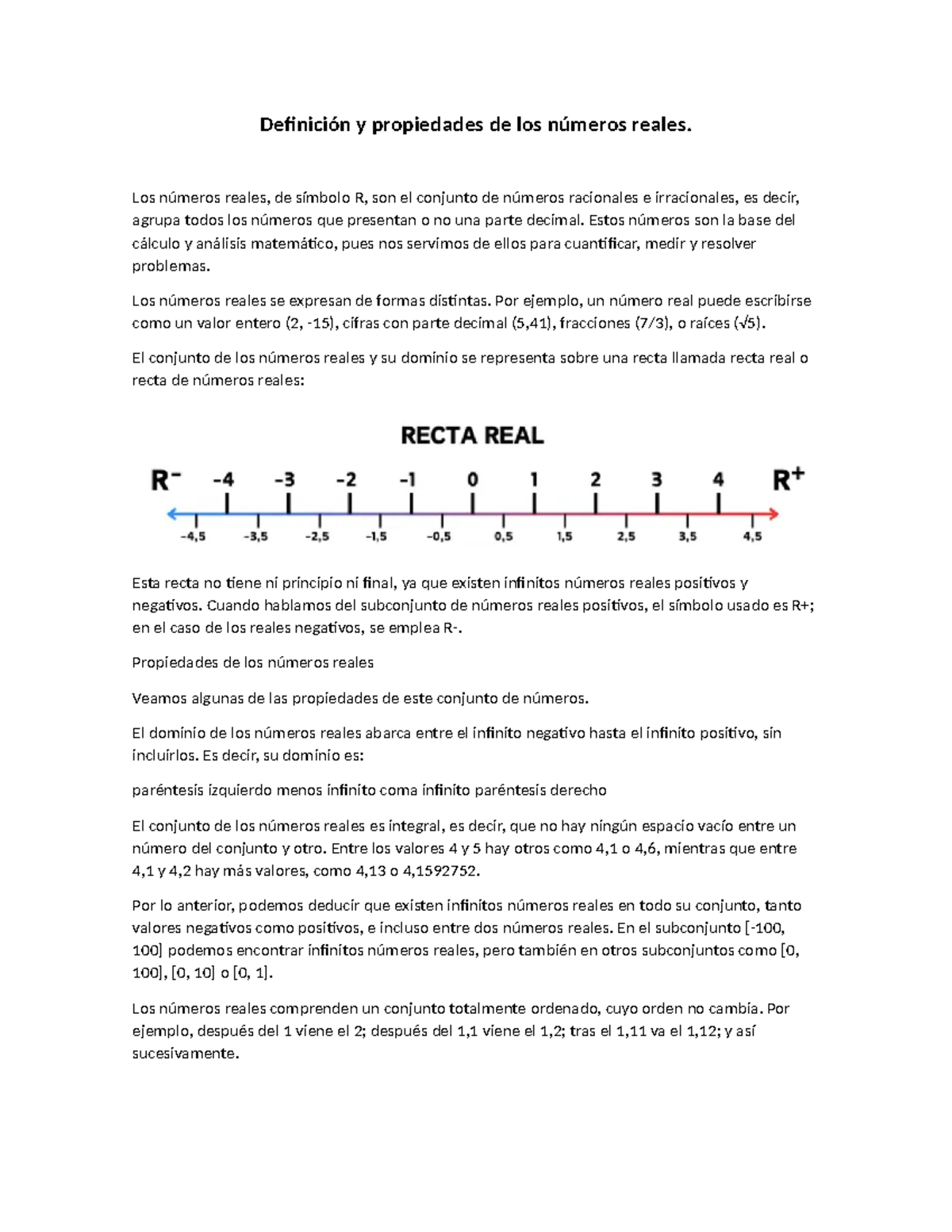 Unidad 1 algebra - Definición y propiedades de los números reales. Los ...