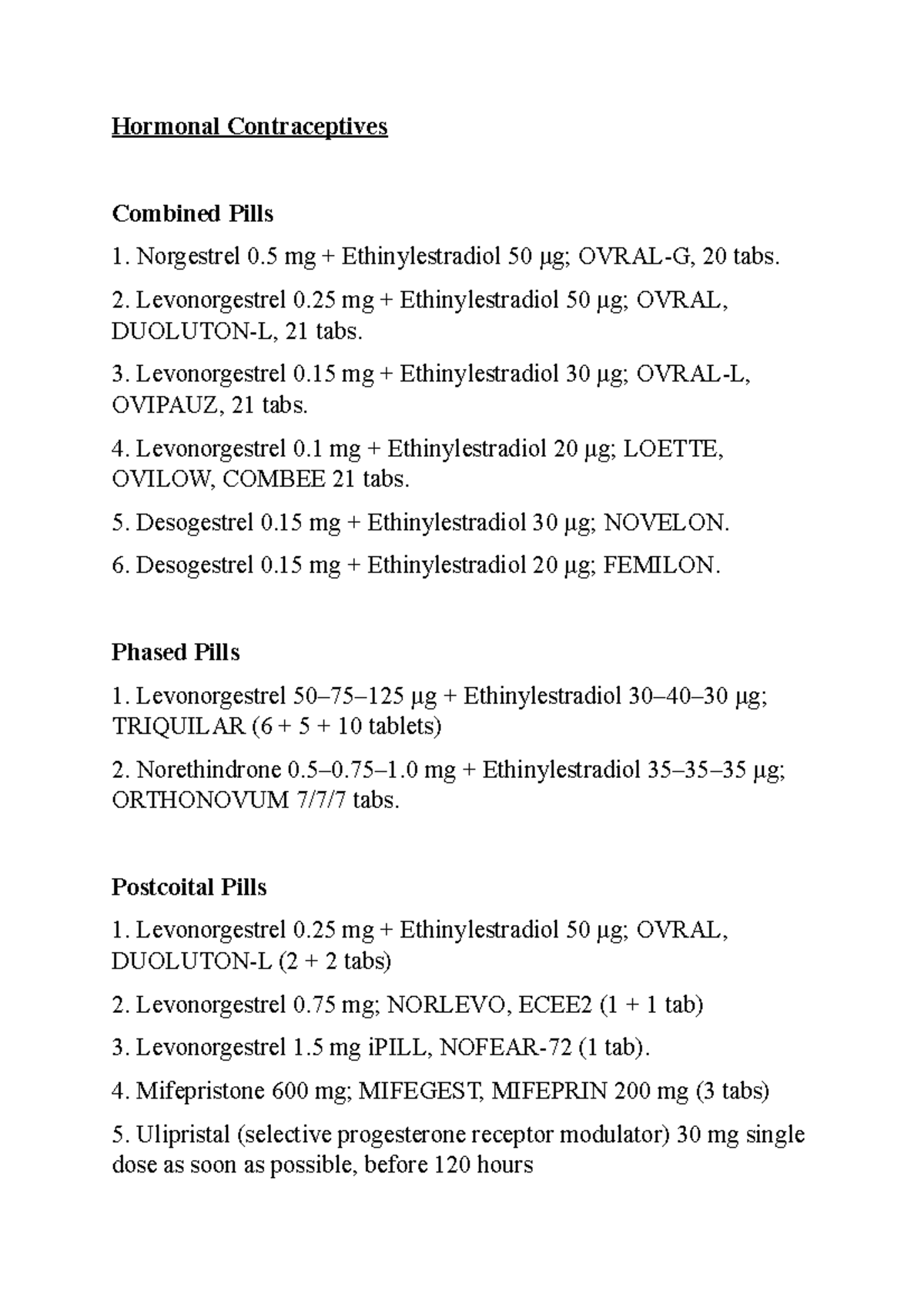 Hormonal Contraceptives - Hormonal Contraceptives Combined Pills ...