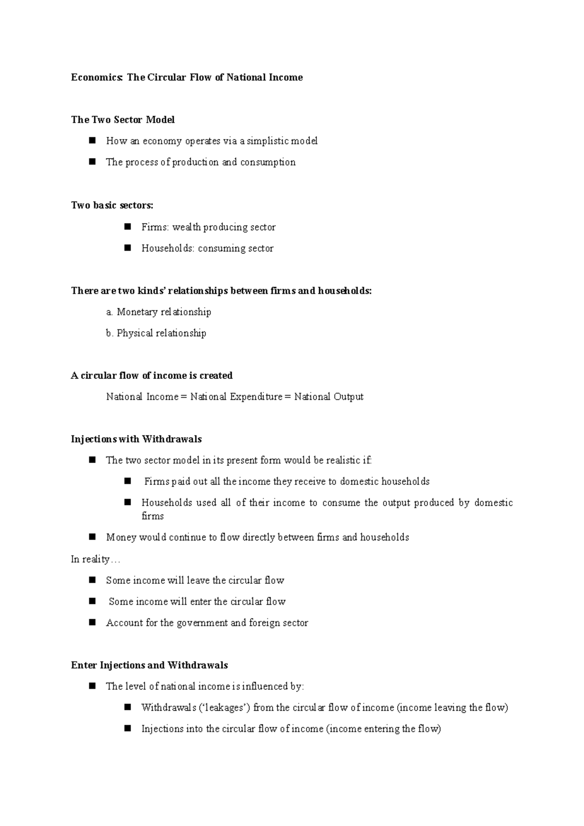 Econommic Circular Flow - Economics: The Circular Flow of National ...