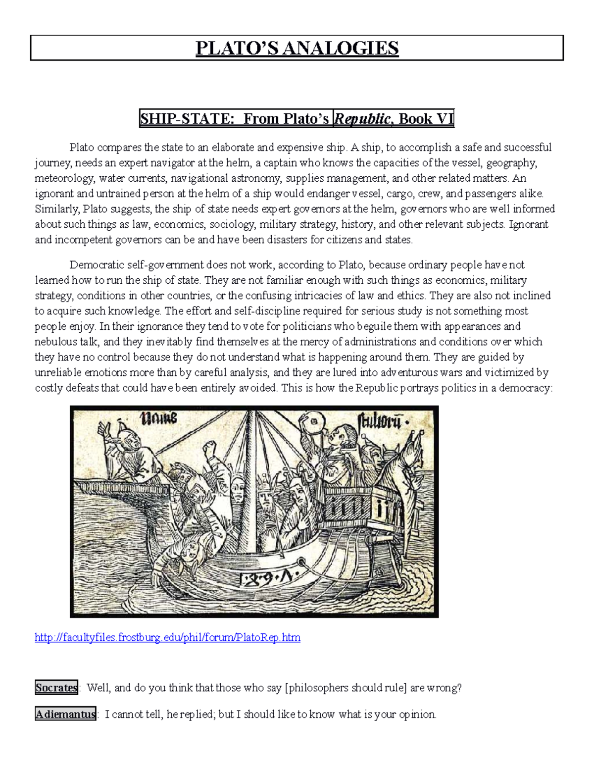 102- Analogy Plato Shipanalogies - PLATO’S ANALOGIES SHIP-STATE: From ...