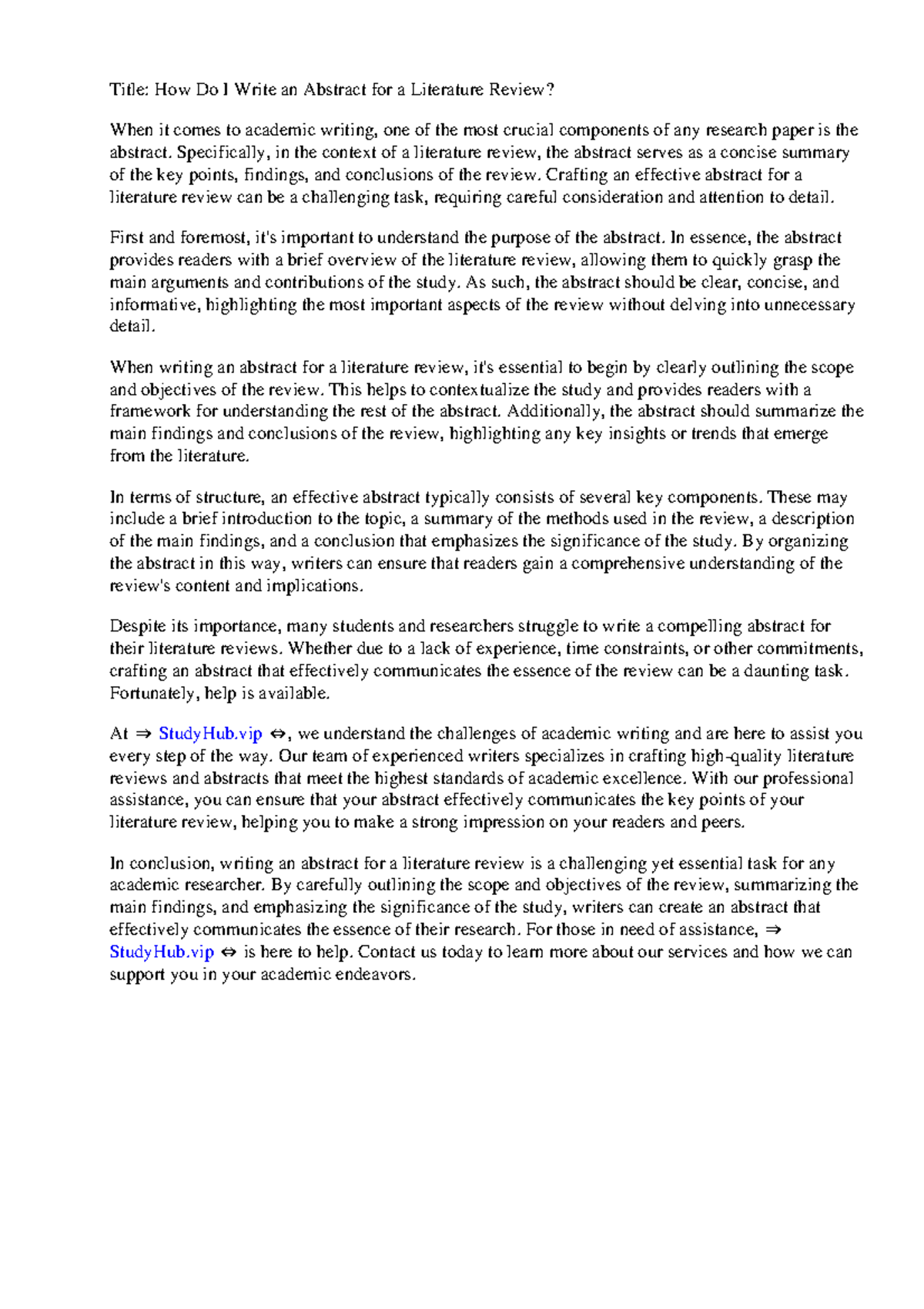 How Do I Write An Abstract For A Literature Review - Title: How Do I ...
