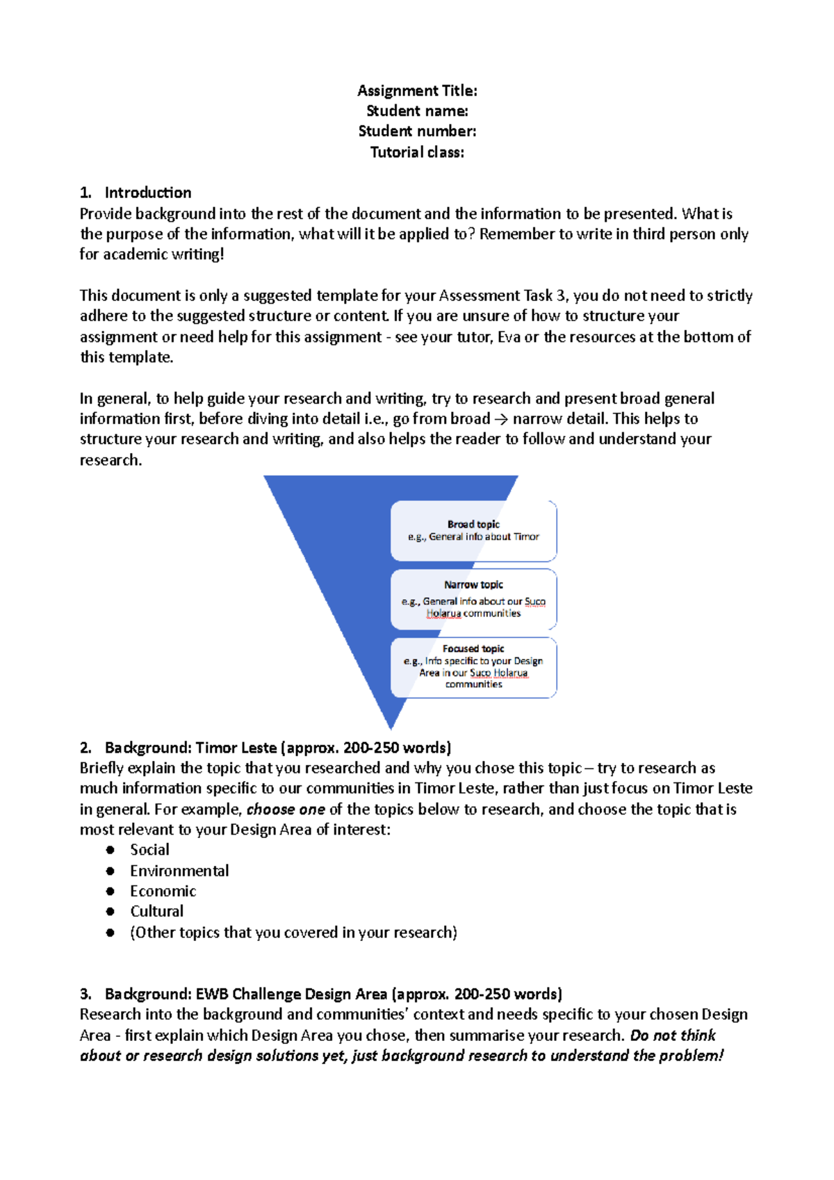 Assessment Task 3 - Template - Assignment Title: Student name: Student ...