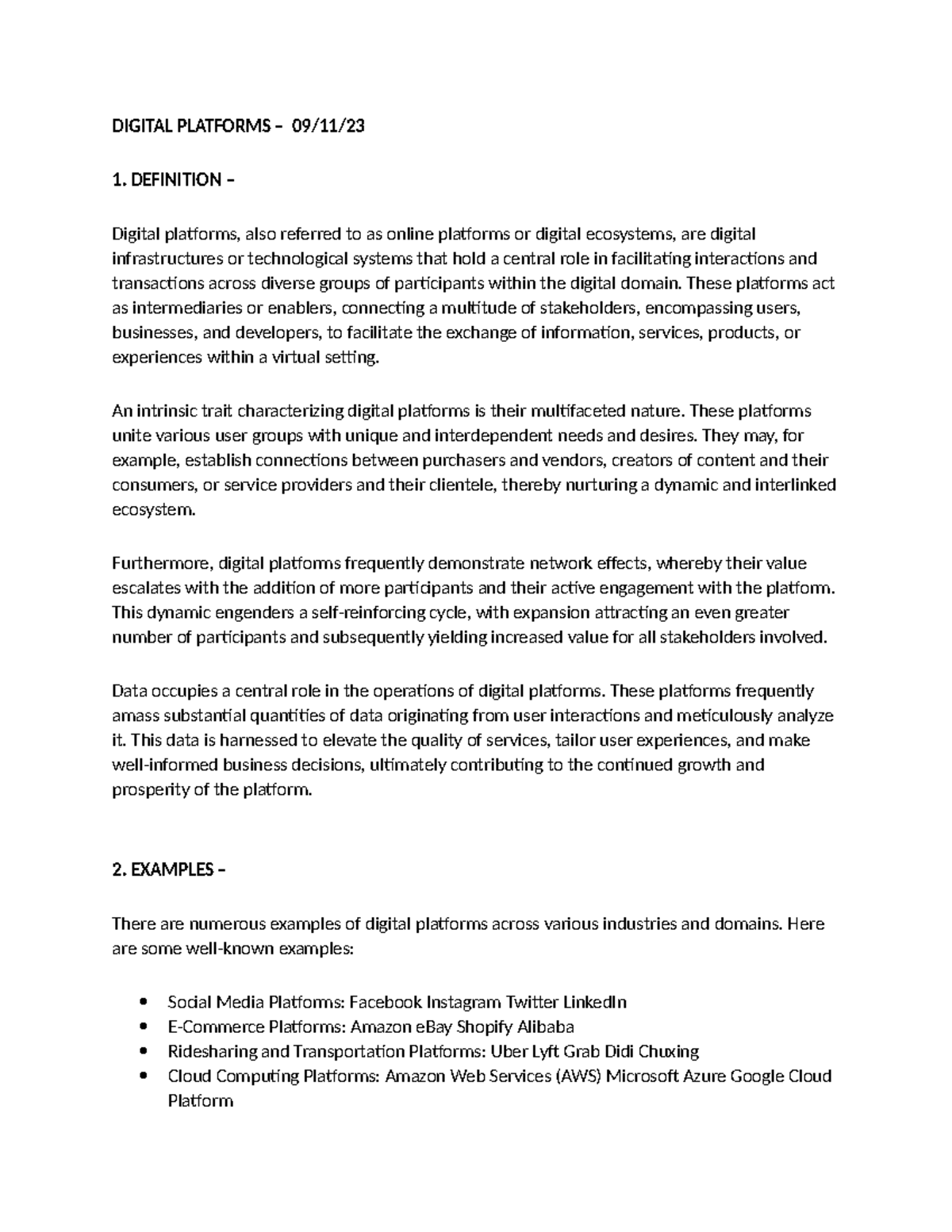 MIS - mis - DIGITAL PLATFORMS – 09/11/ 1. DEFINITION – Digital ...