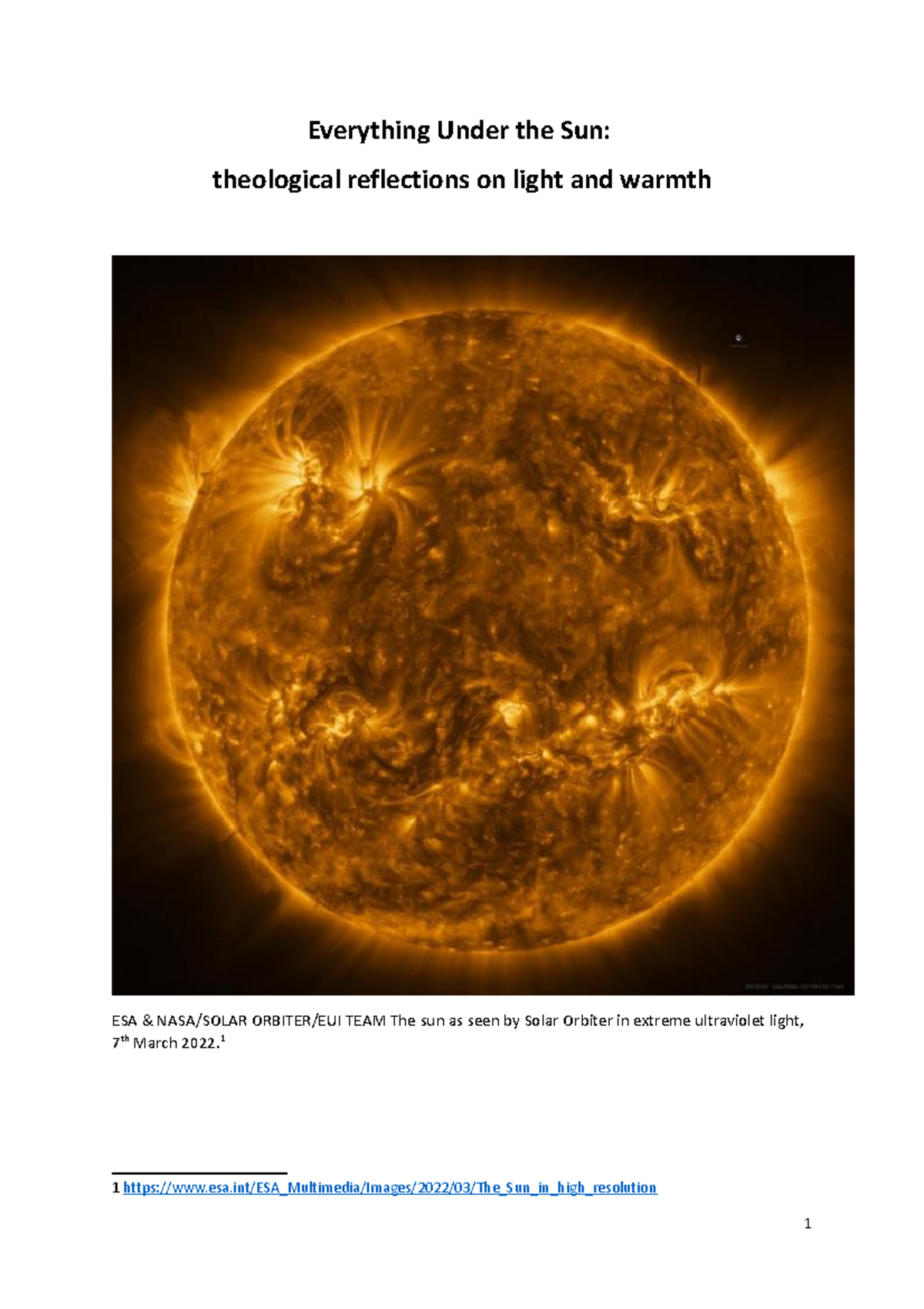 Theology of the sun - Essay. - Everything Under the Sun: theological ...