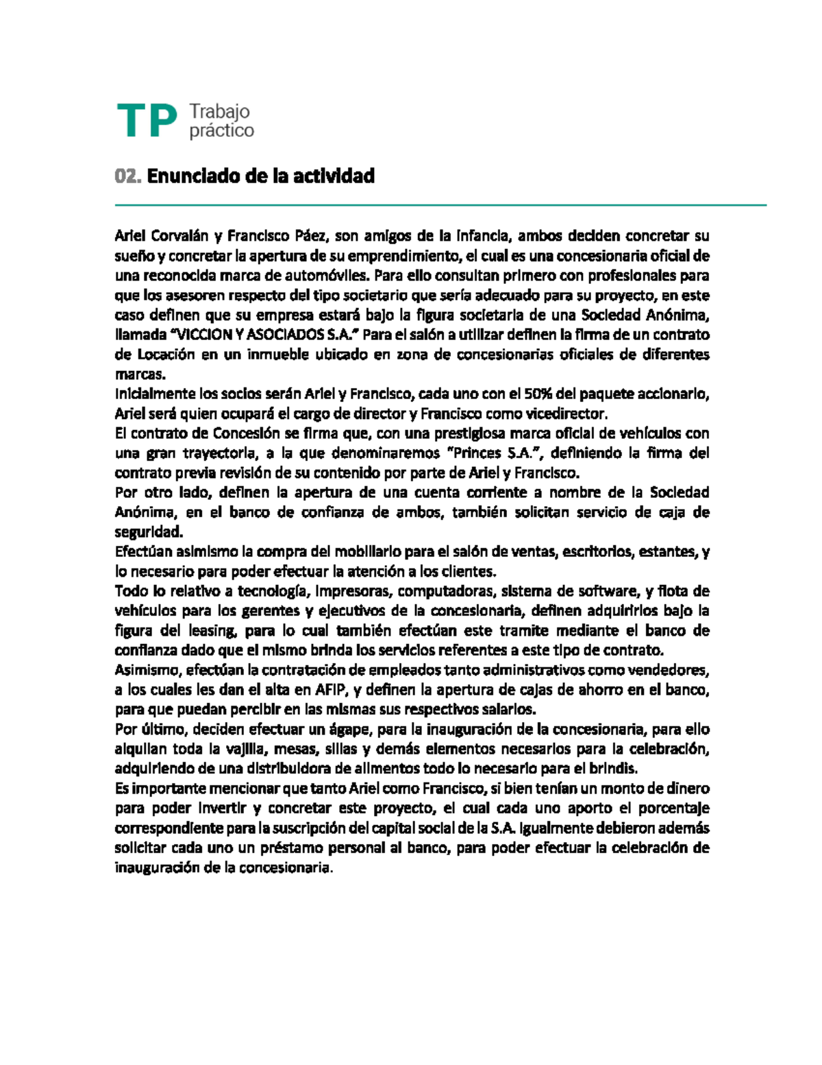 Enunaciado - tp1 - Contabilidad Basica - Studocu