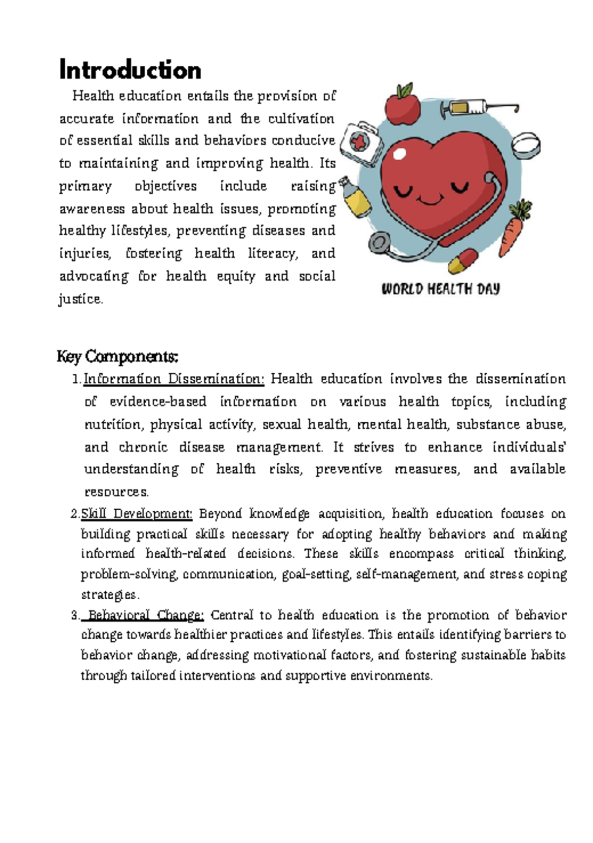 Health Education - It strives to enhance individuals' understanding of ...