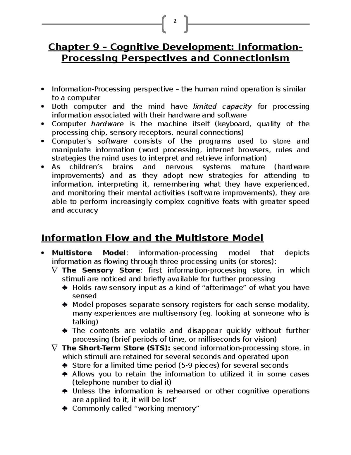 Chapter 9 - Cognitive Development Information-Processing Perspectives ...