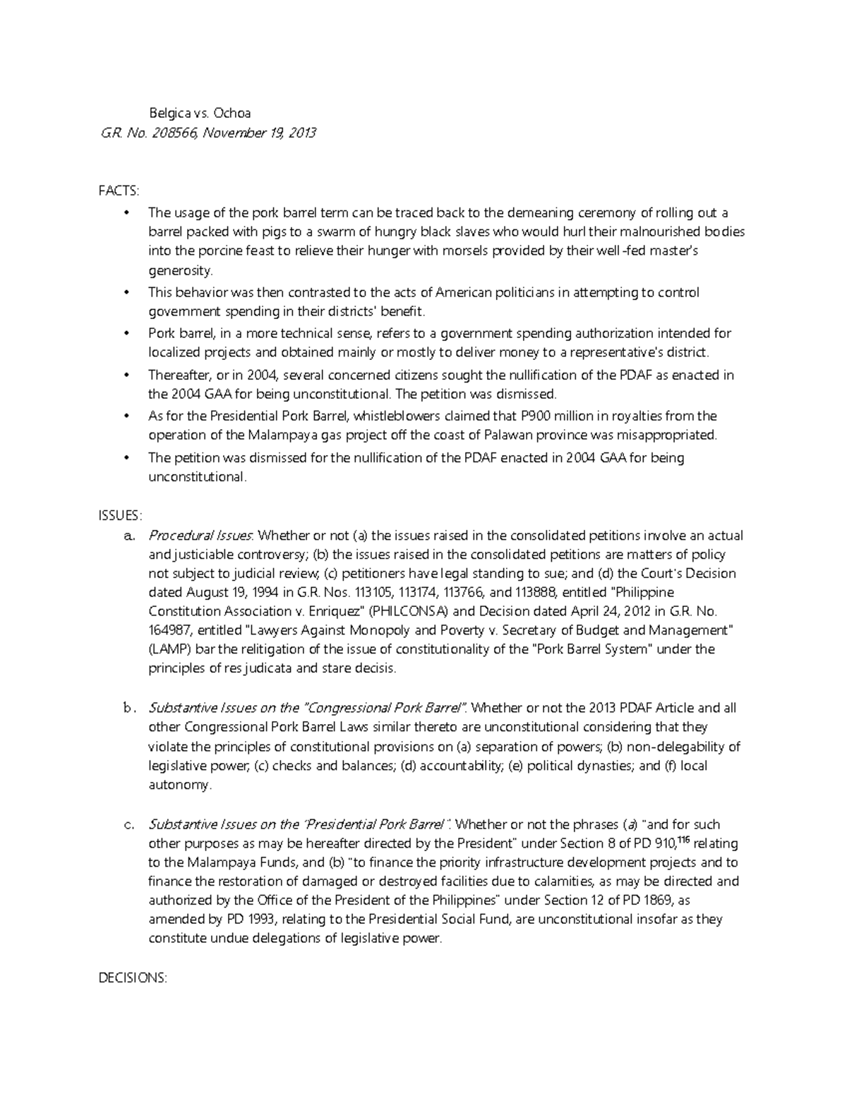 PDAF Case Digest 7 - Philippine Politics and Governance - StuDocu