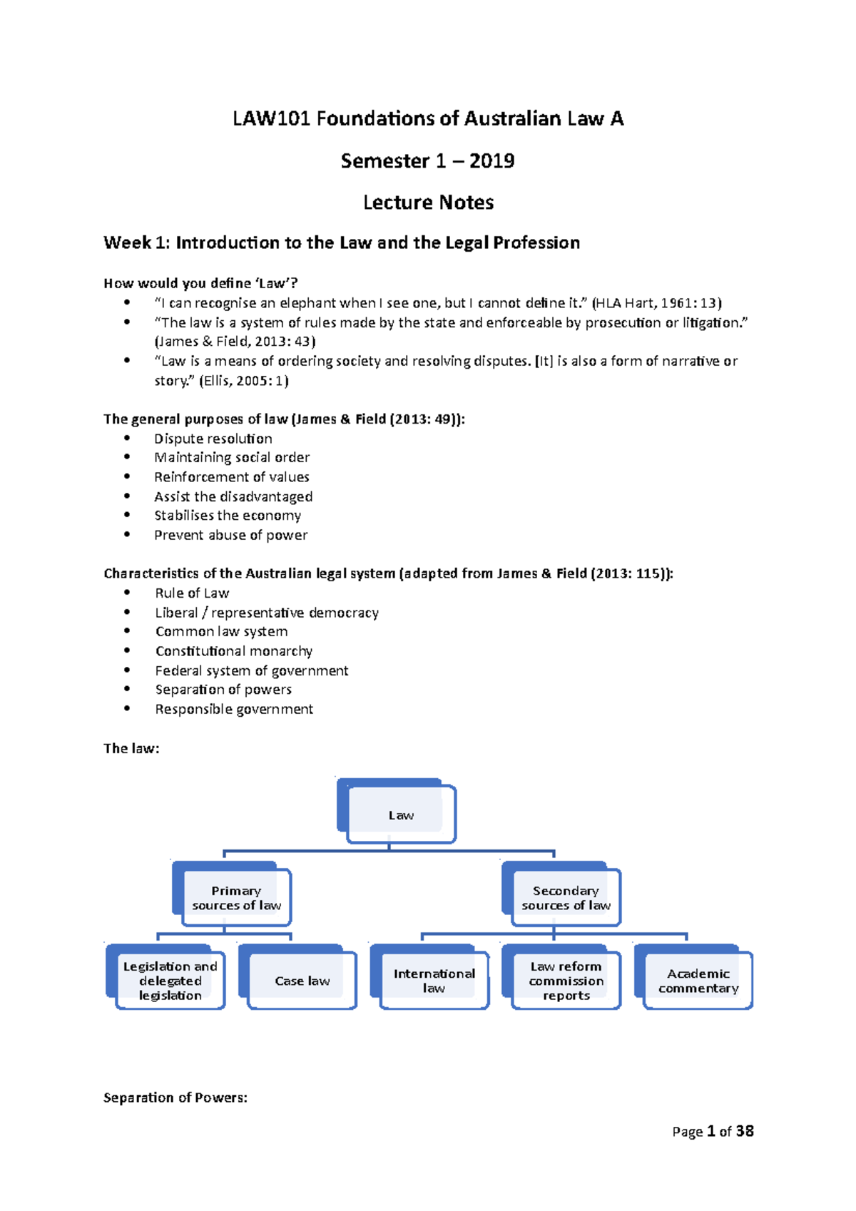 LAW101 Foundations of Australian Law A - Semester 1 2019 - Lecture ...