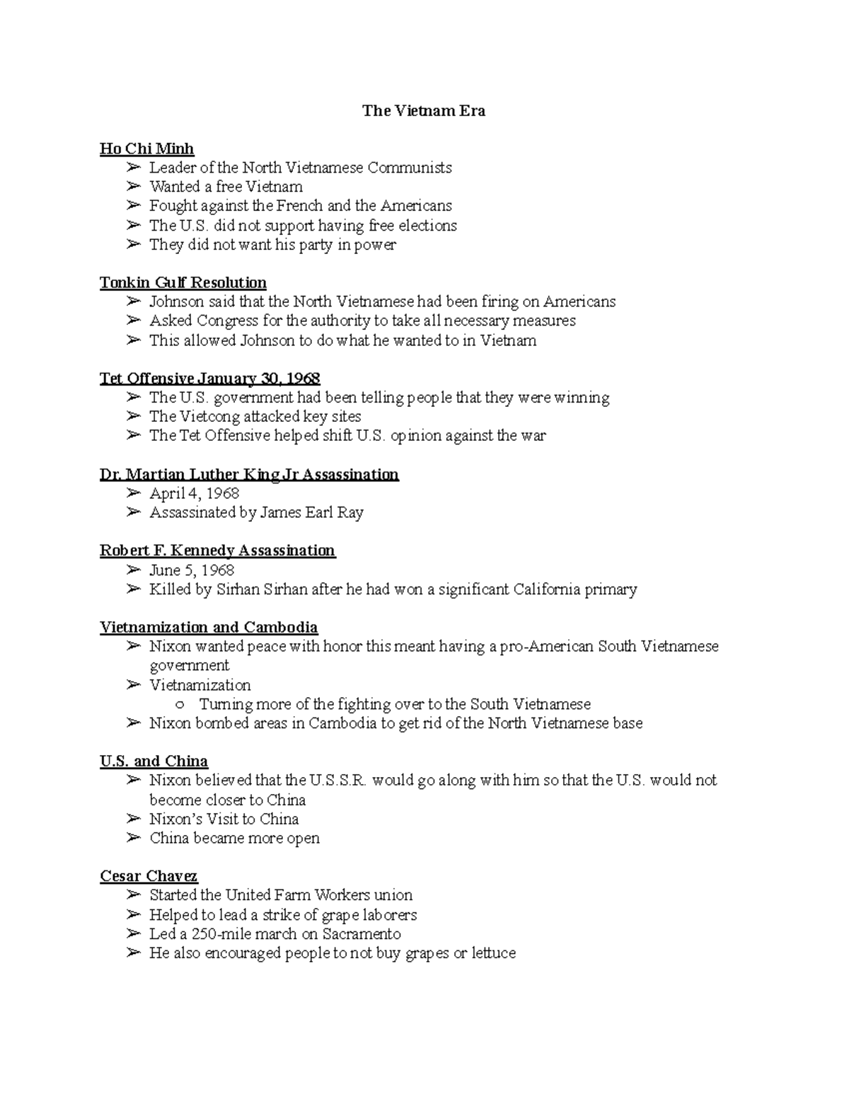 The Vietnam Era - notes - The Vietnam Era Ho Chi Minh Leader of the ...