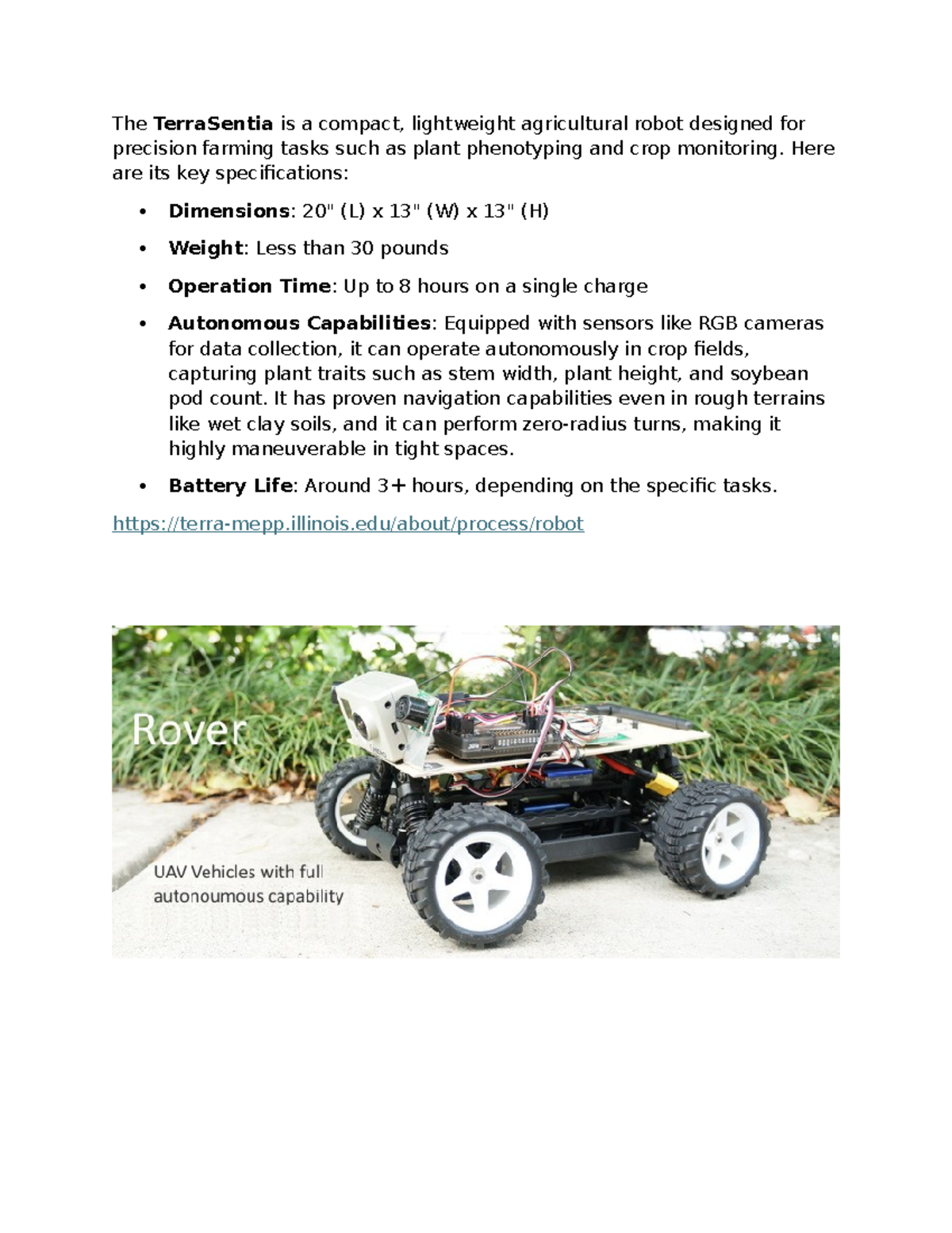 Rover analysis of external factors - The TerraSentia is a compact ...