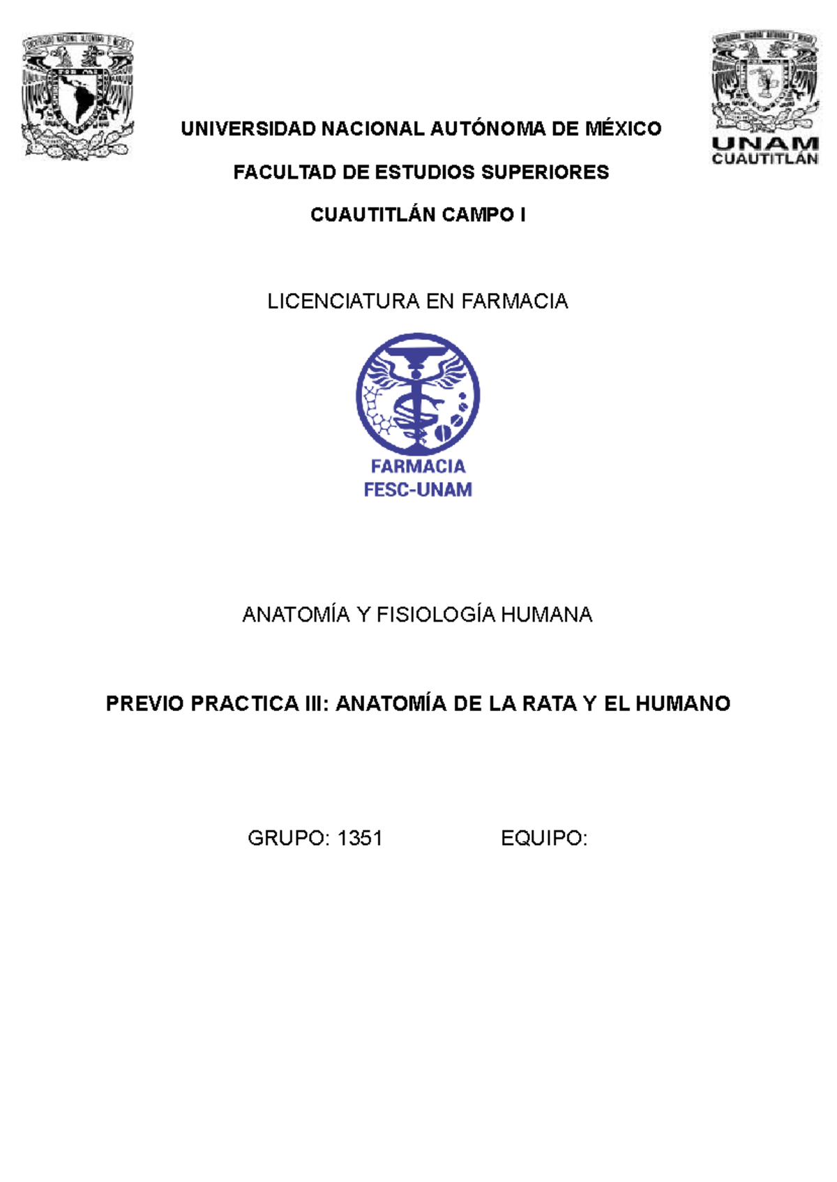 Previo#3 - Previo 3: Anatomía de la rata y el humano - UNIVERSIDAD ...