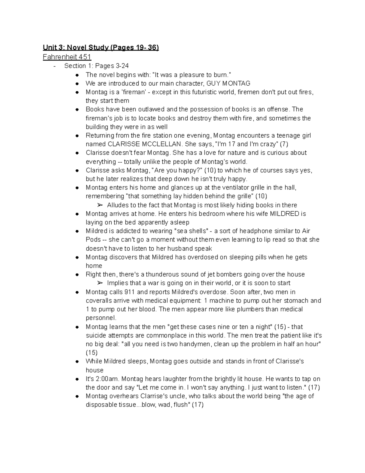 Fahrenheit 451 - n/a - Unit 3: Novel Study (Pages 19- 36) Fahrenheit ...
