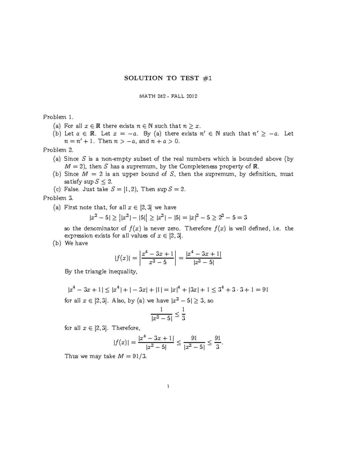 Sample/practice exam 4 October 2012, answers - test 1 - SOLUTION TO ...