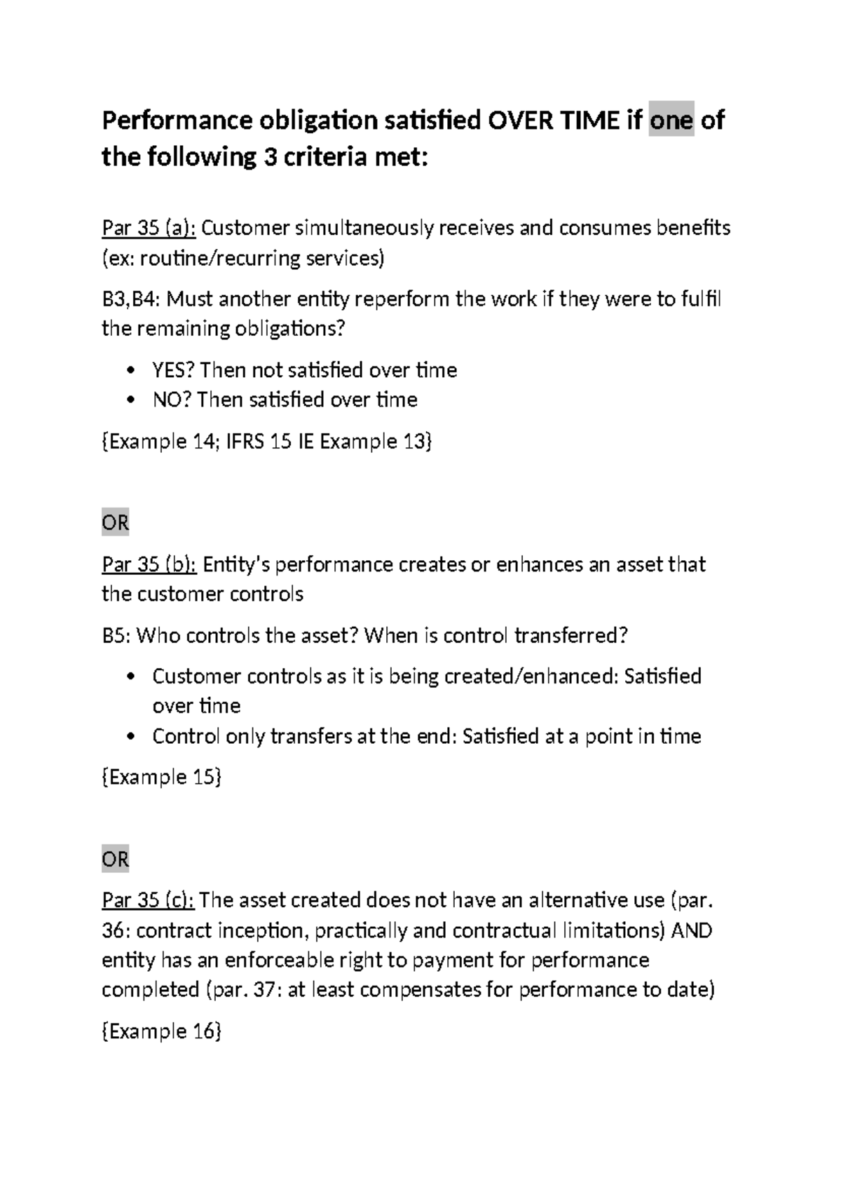 6. PO satisfied over time summary - Performance obligation satisfied ...