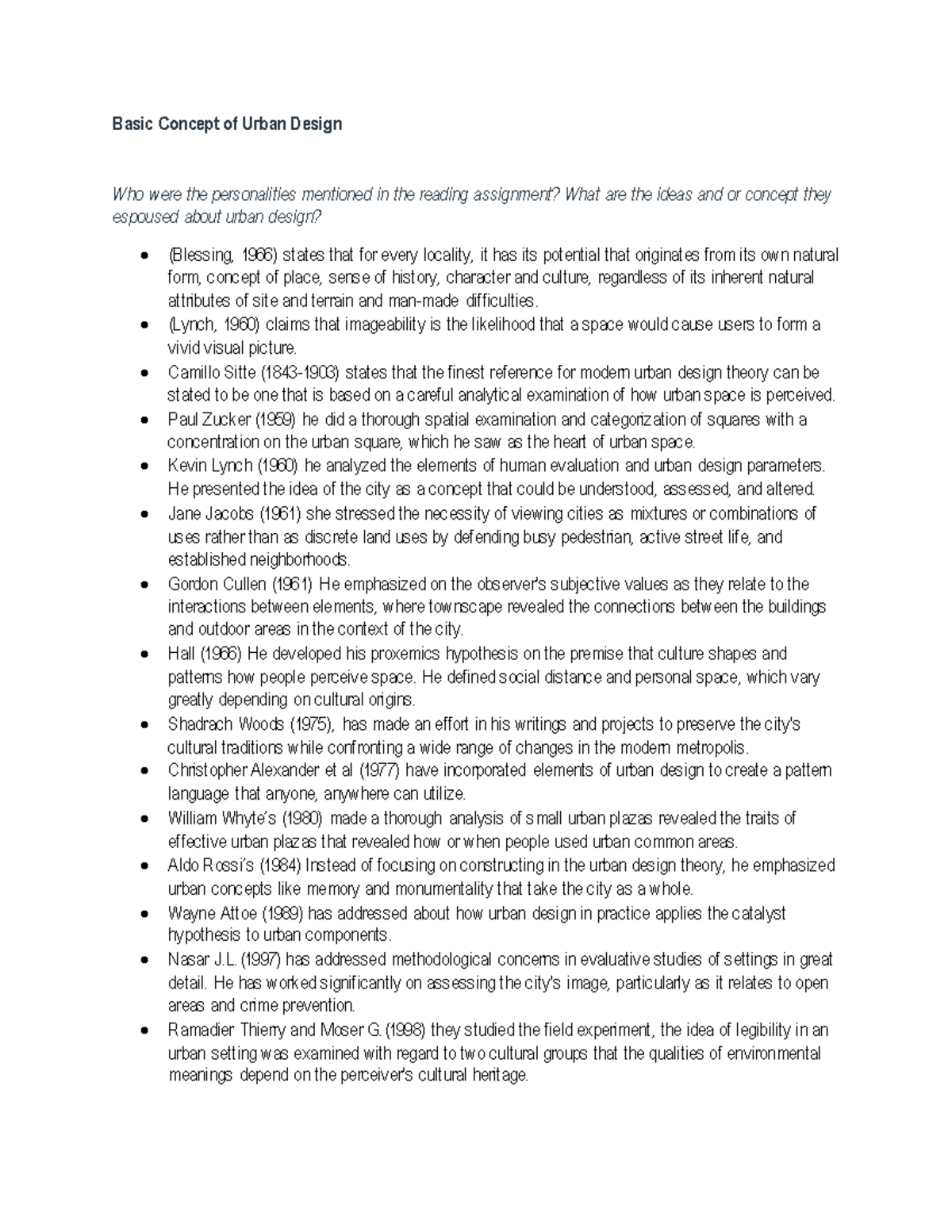 Basic Concept of Urban Design - (Lynch, 1960) claims that imageability ...