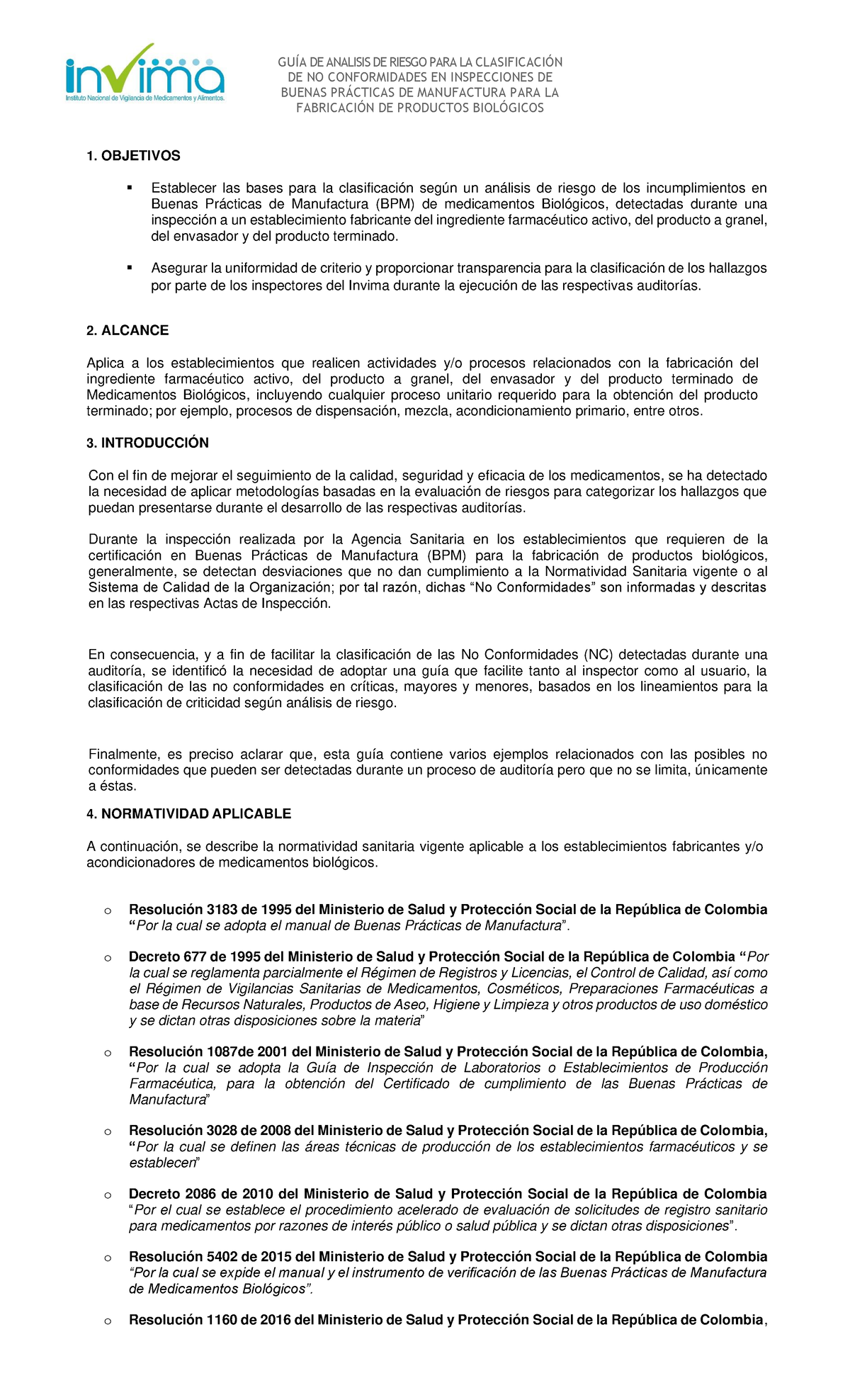 Guía BPM Biológicos ARisk - DE NO CONFORMIDADES EN INSPECCIONES DE ...