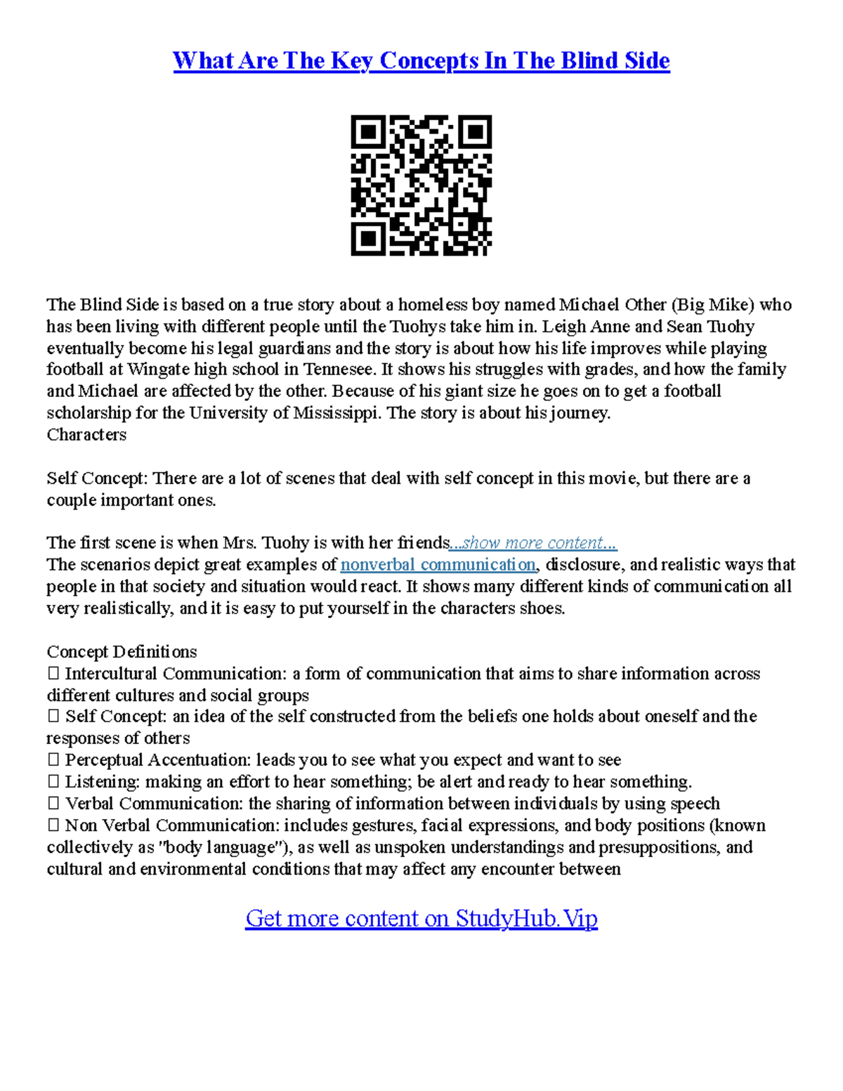 Essay On The Blind Side - What Are The Key Concepts In The Blind Side ...