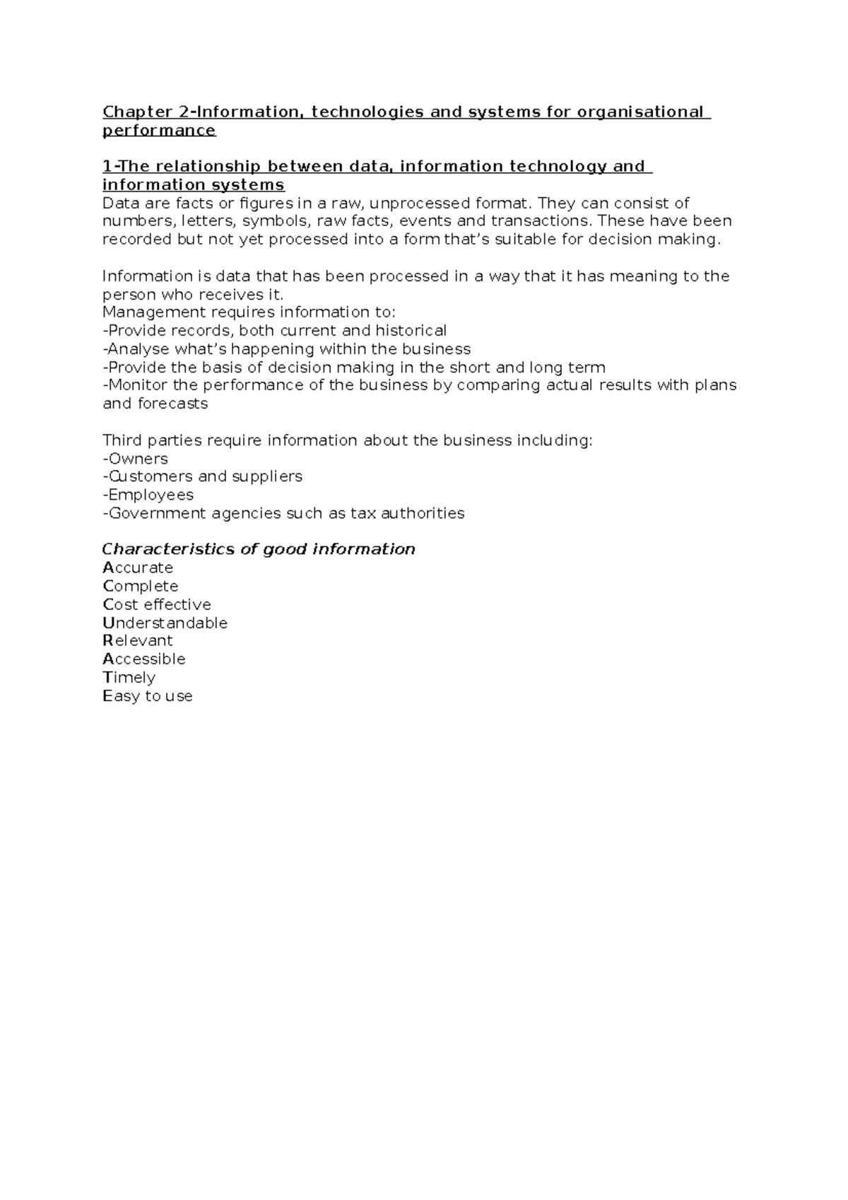 Chapter 2-Performance Management - Chapter 2-Information, technologies ...