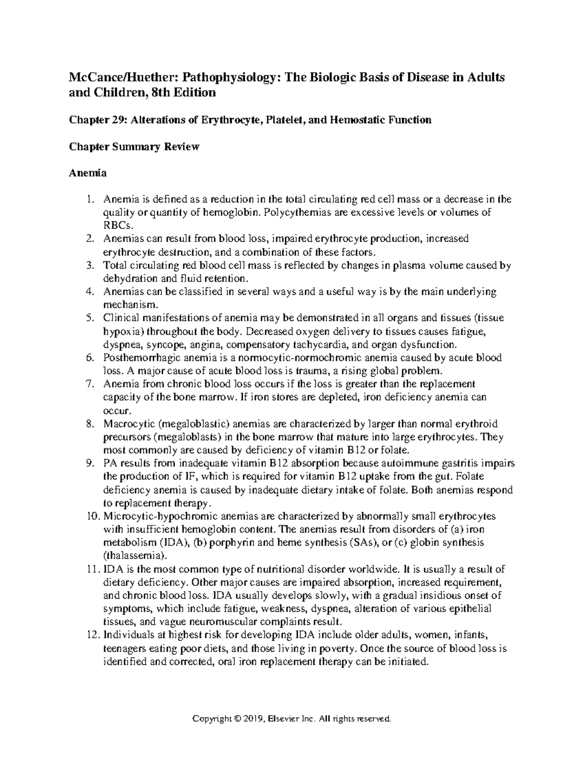 Chapter 029.pdf Alterations in Erythrocyte, platelete, and Hemostatic function - Copyright ...